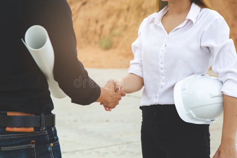 Successful Deal, Female Architect Shaking Hands with Client in ...