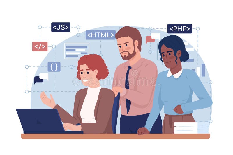 Successful Developers Teamwork 2D Vector Isolated Illustration Stock ...