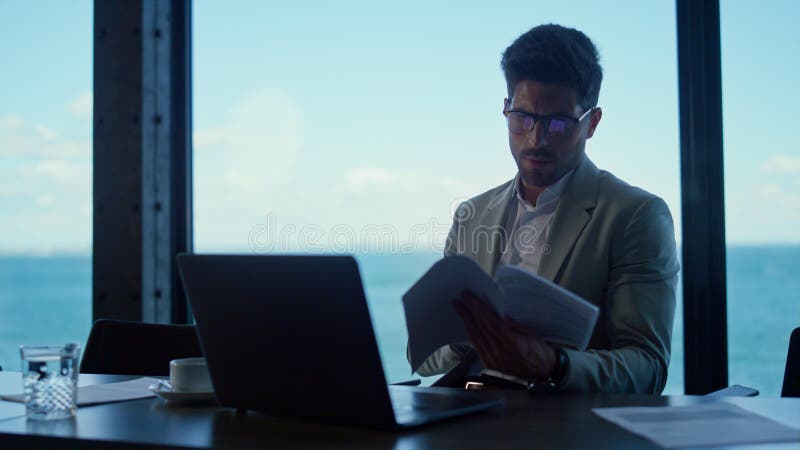 Successful Director Checking Report at Ocean View. Manager Reading ...