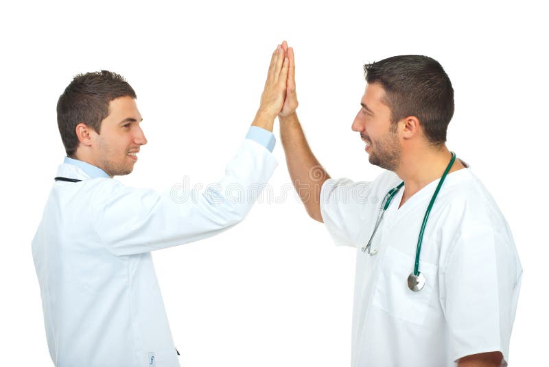High Five Happy Surgeons Team Stock Photo - Image of happiness, medical ...