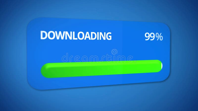 Dialog Window with Download Progress, Status Bar Completed in Three ...