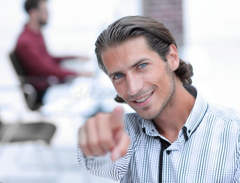 Successful Employee Pointing Forward. Stock Image - Image of choice ...