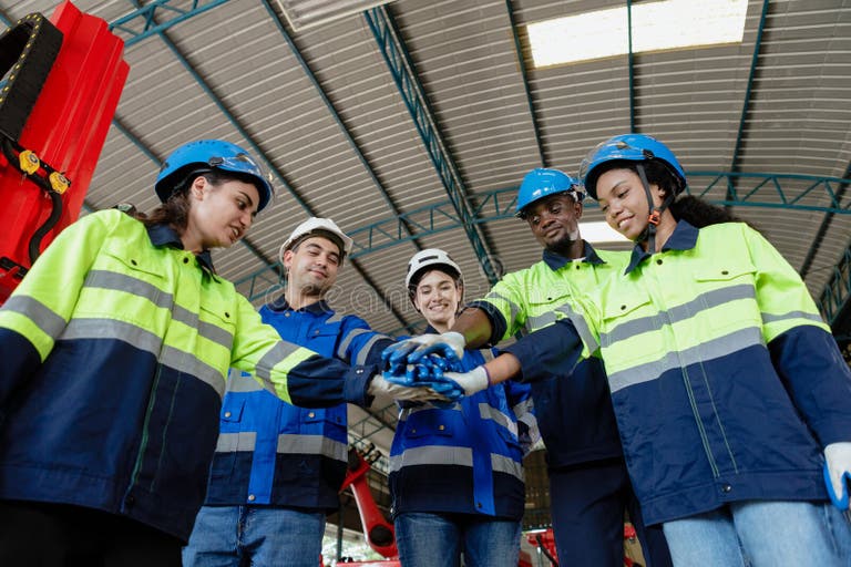 Successful Engineer Automation Robot Technician Joining Hand. Teamwork ...