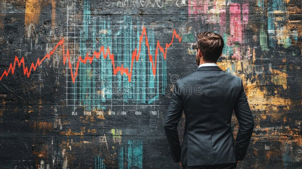 Successful Entrepreneur Analyzing Business Growth Metrics on Graph ...