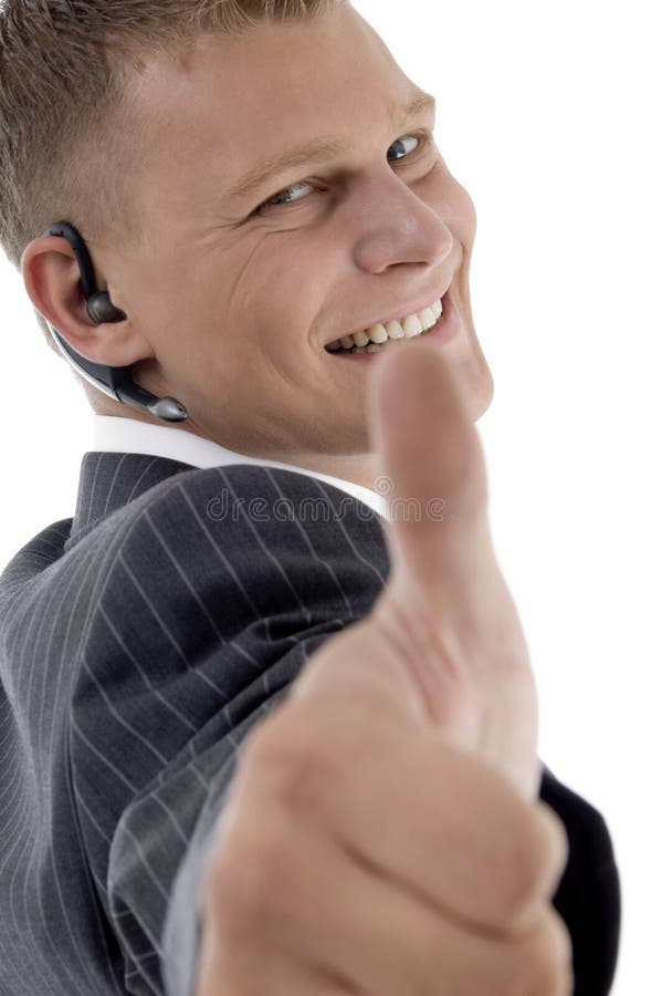 Successful Executive with Thumbs Up Hand Gesture Stock Photo - Image of ...