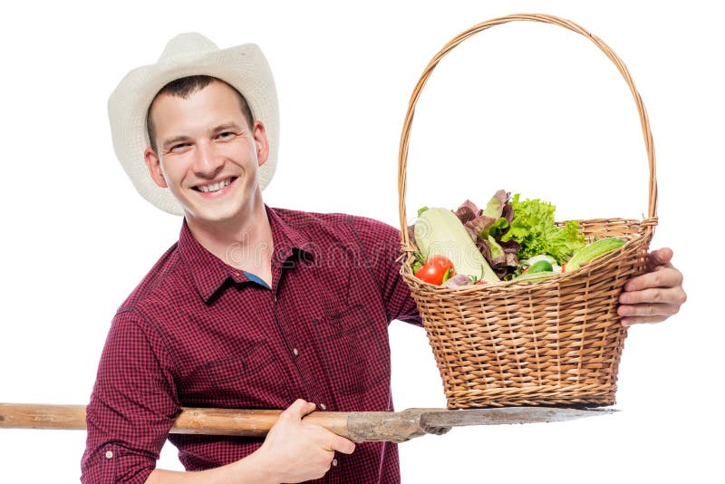 Successful Farmer with a Crop of Vegetables in the Studio Stock Photo ...