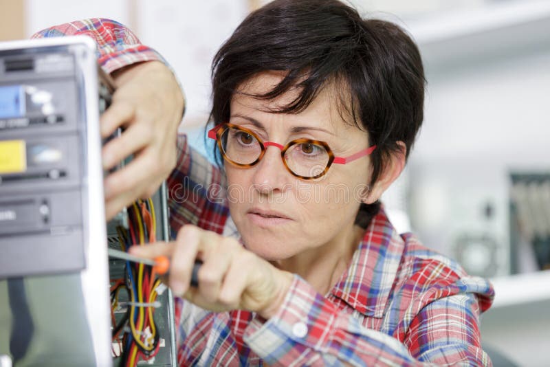 Successful Female Computer Technician Stock Photo - Image of industry ...