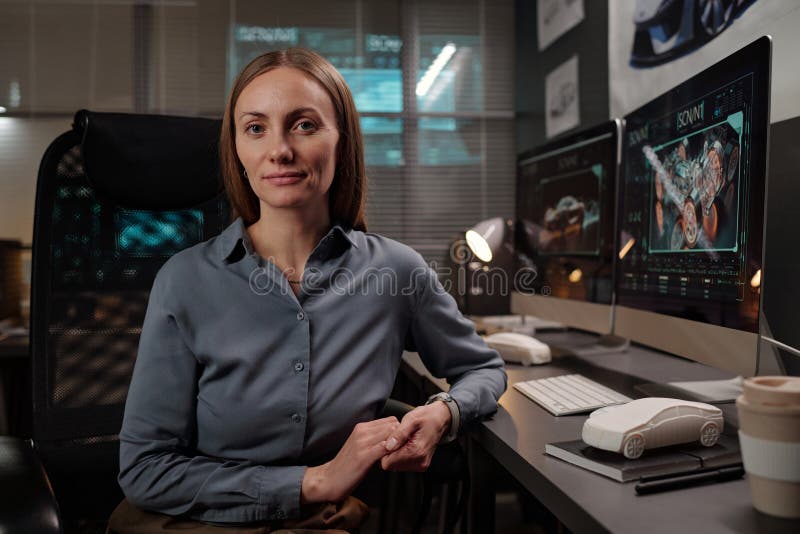 Successful Female Designer of Car Models Stock Image - Image of ...