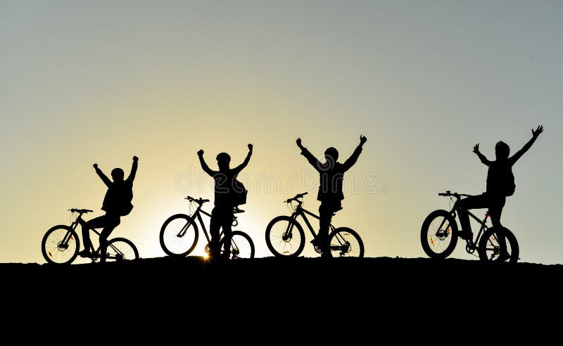 Group of Young Cyclist Riding a Bike in Nature Stock Photo - Image of ...