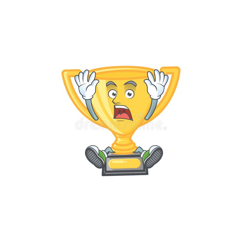 Gold Trophy Cartoon Character with Cute Emoticon Bring Money Stock ...
