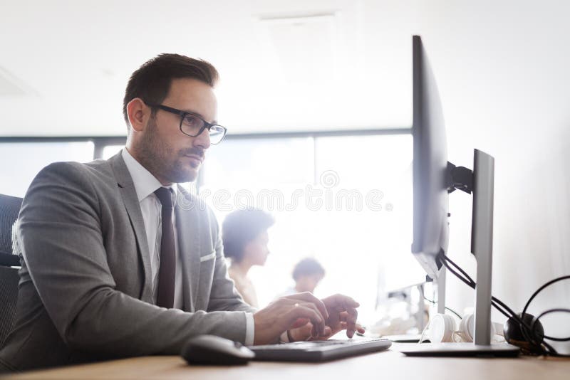 Successful Group of Business People at Work in Office Stock Photo ...