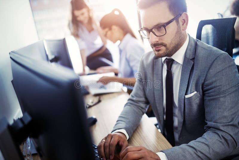 Successful Group of Business People at Work in Office Stock Photo ...