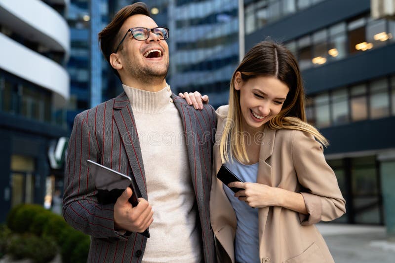 Successful Group of Designers, Business People at Work in the City ...