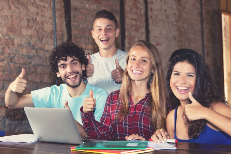 Successful Group of European Students Stock Image - Image of exam ...
