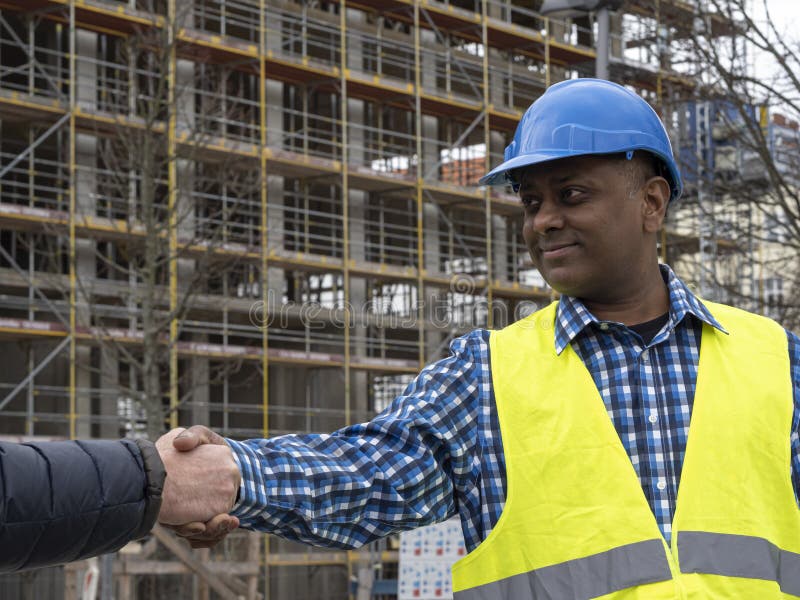 Successful Handshake Deal on Construction Site Stock Image - Image of ...