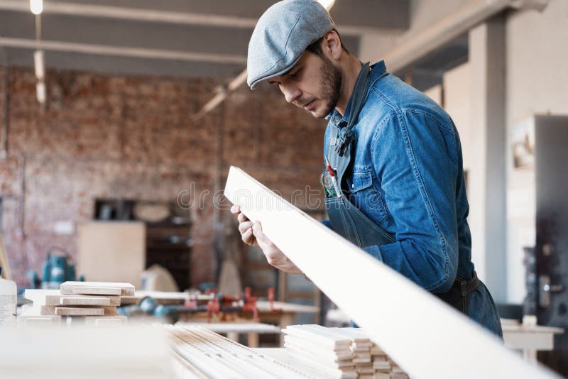 Successful Handsome Businessman with Stylish Cap Work in Carpentry ...