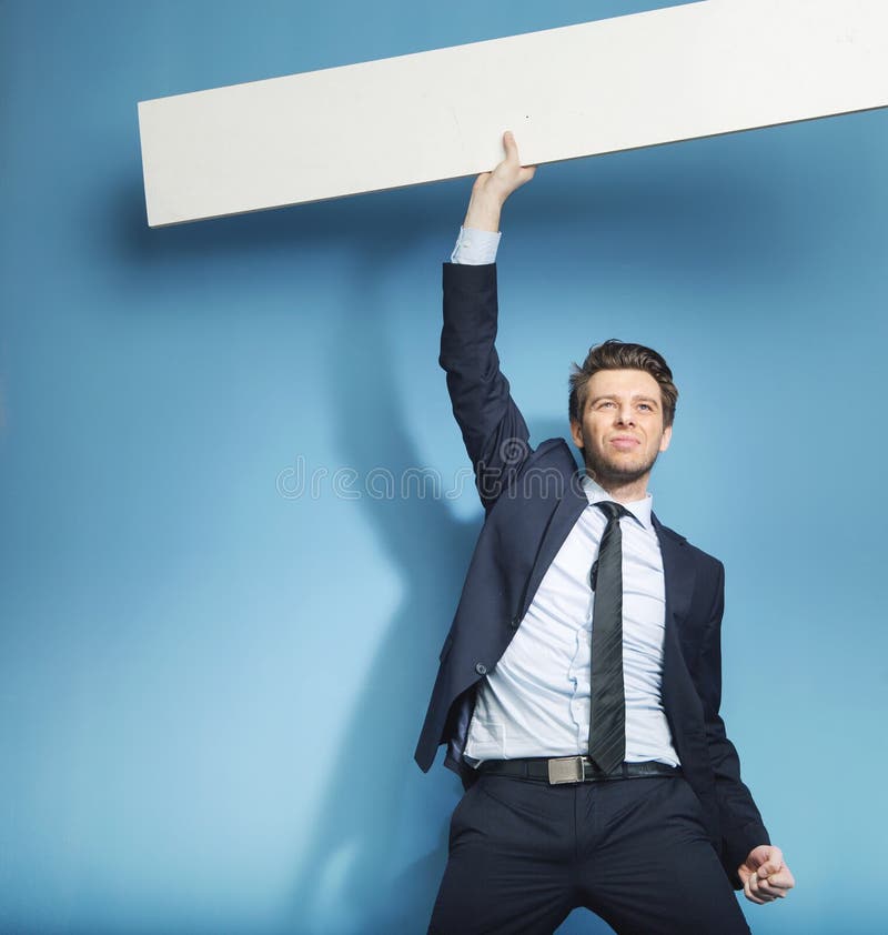 Successful Handsome Guy with the Empty Board Stock Image - Image of ...