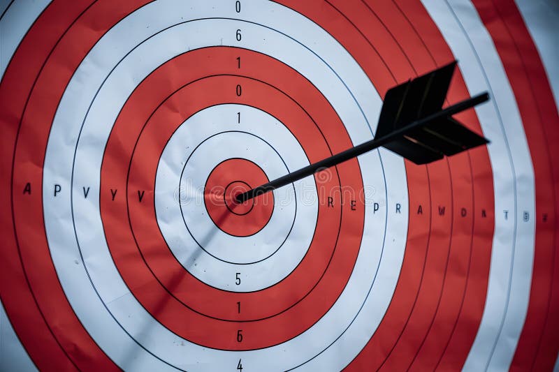 Successful Hit on Red and White Bullseye Target with Black Arrow Stock ...