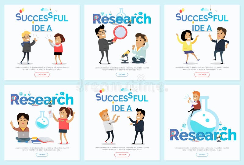 Successful Idea and Research Vector Banners Set Stock Vector ...