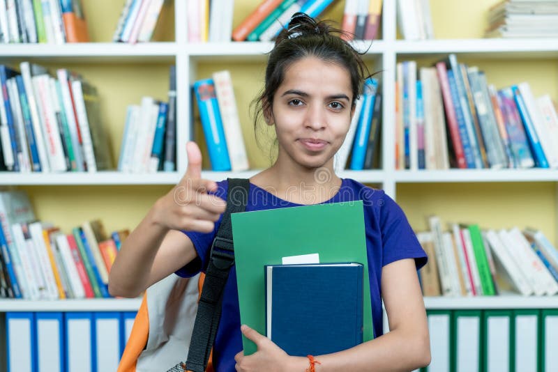 Successful Indian Female Student with Books and Paperwork Stock Photo ...