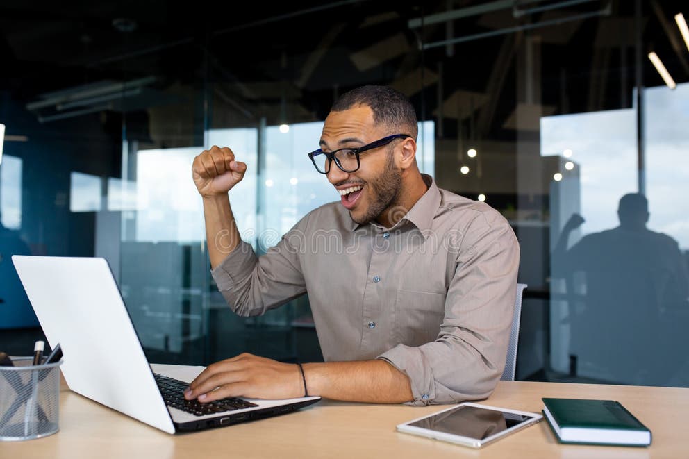 Successful Indian Programmer Celebrating Successful Completion of ...