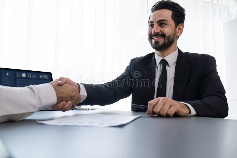 Successful Job Interview at Business Office with Handshake. Fervent ...