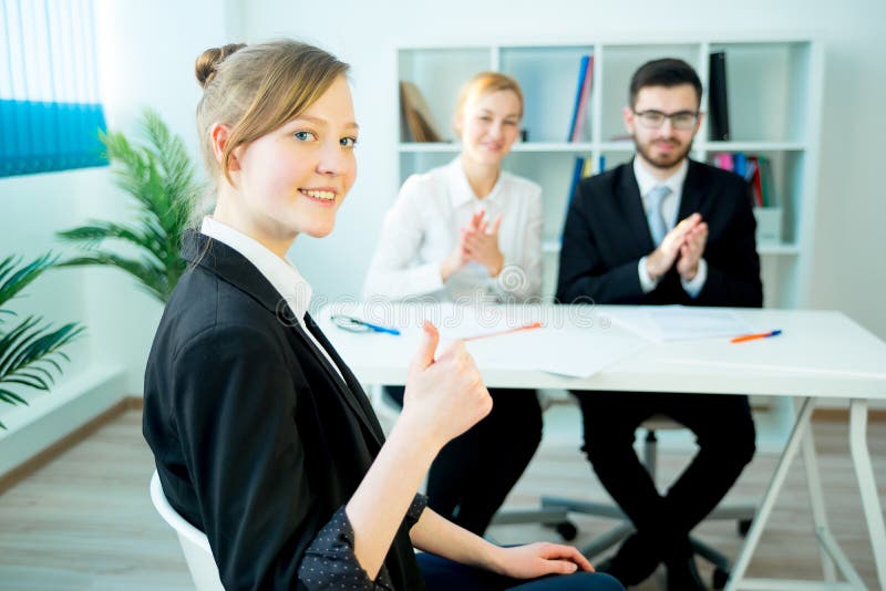 Successful job interview stock photo. Image of young - 89379652