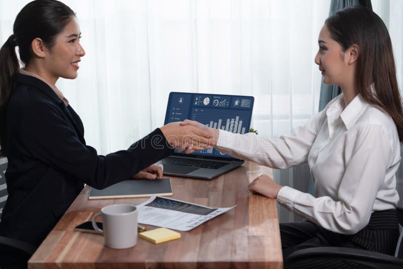 Successful Job Interview at Business Office with Handshake. Fervent ...