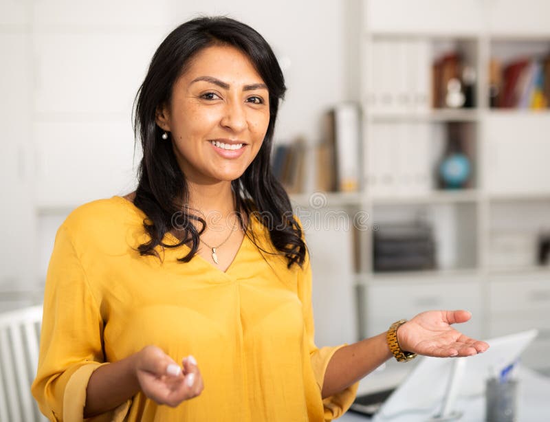 Successful Latin American Business Woman Standing in Office Stock Photo ... Successful Latin American Business Woman Standing in Office Stock Photo ...