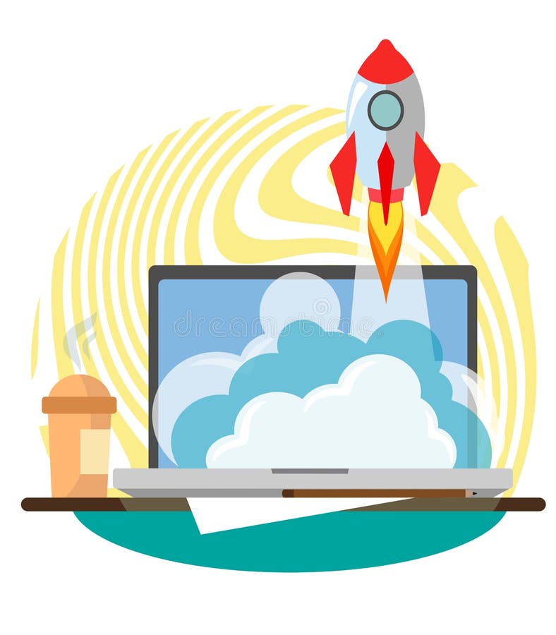 Successful Launch of Startup in a Flat Style. Stock Vector ... Successful Launch of Startup in a Flat Style. Stock Vector ...