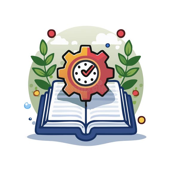 Successful Learning Time Management Illustrated by Book Gear Clock and ...