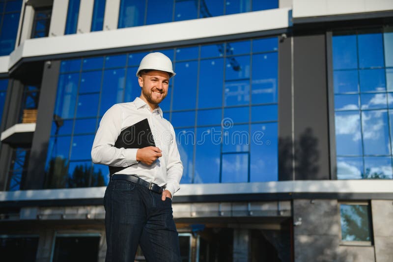 Successful Male Architect at a Building Site Stock Image - Image of ...