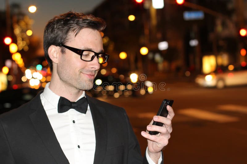 Successful Male Checking Information on His Phone Stock Image - Image ...