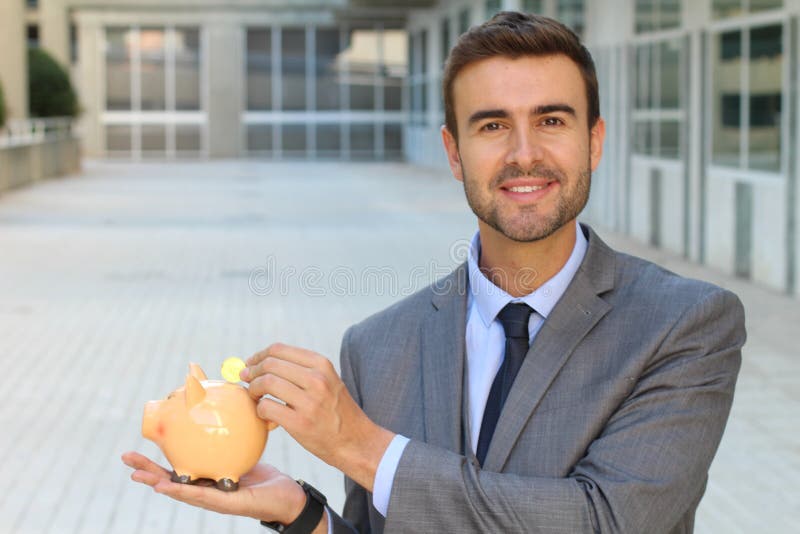 Successful Man Making a Save Stock Image - Image of currency, money ...