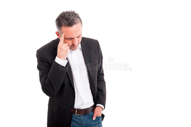 Man Contemplating Something Stock Image - Image of business, jeans ...