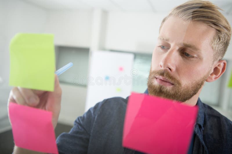 Successful Man Working on Planning in Office Stock Photo - Image of ...