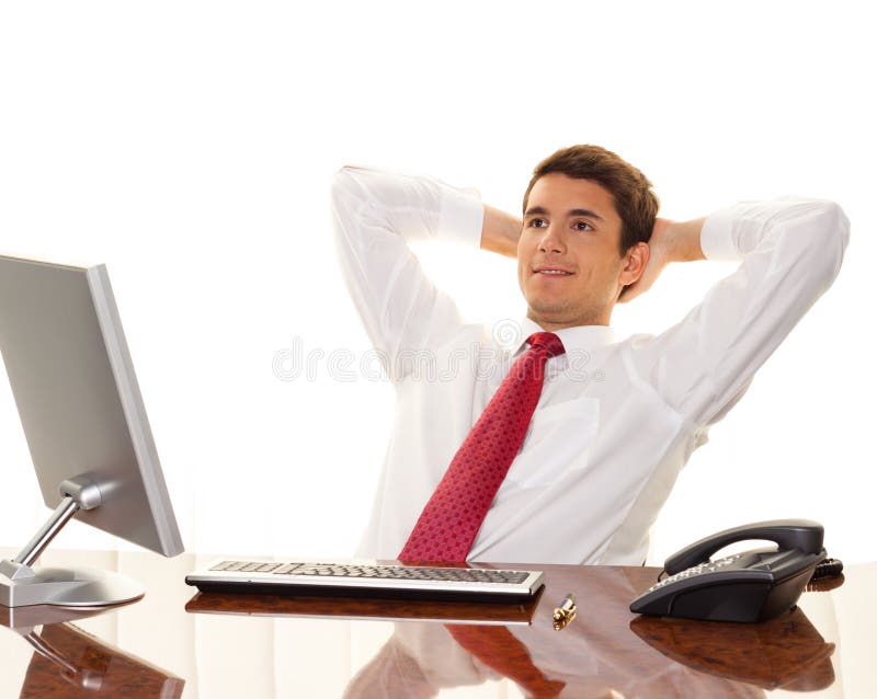 Successful Manager Sits at a Desk Stock Photo - Image of successful ...