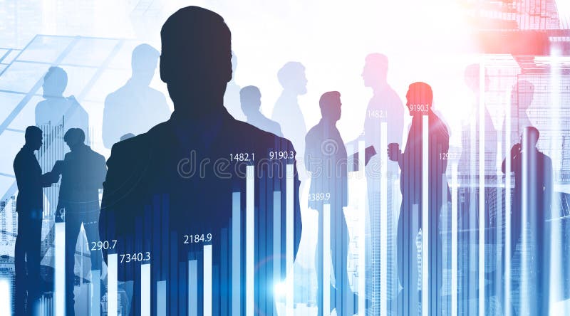 Successful Manager and Team, Digital Chart Stock Photo - Image of ...