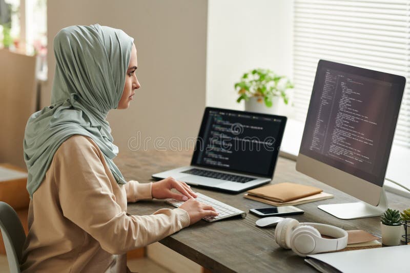 Successful Muslim Woman at Work Stock Image - Image of workday, sitting ...
