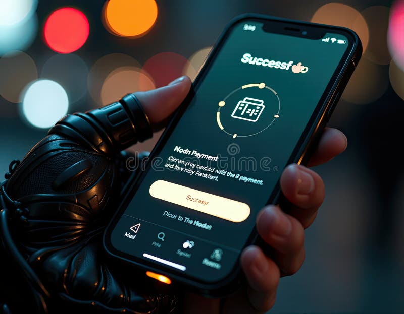 Successful Mobile Payment Confirmation on Smartphone at Night Stock ...