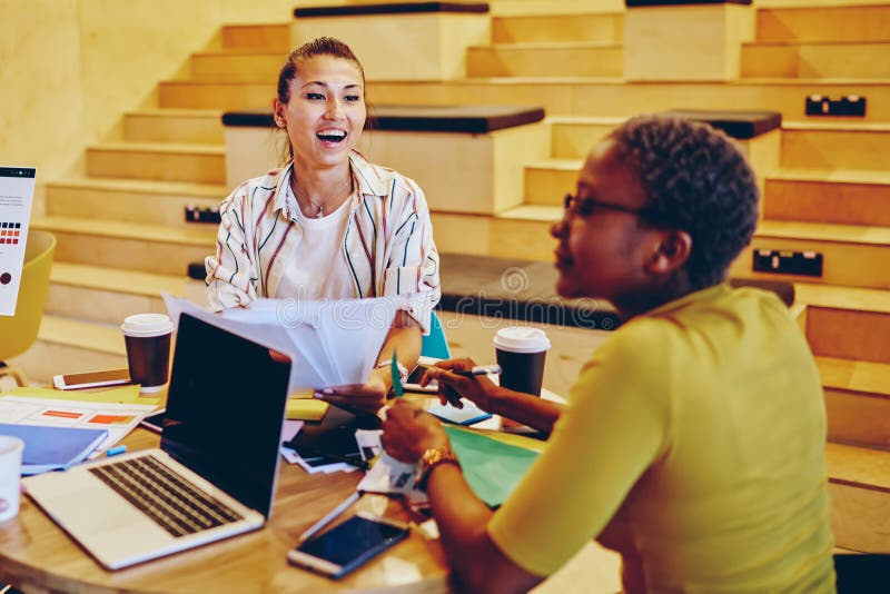 Successful Multicultural Students Discussing Strategy of Common Project ...