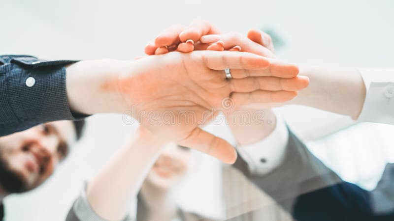 Successful Partnership Cooperation Team Hand Stack Stock Image - Image ...
