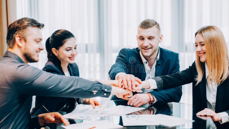 Successful Partnership Cooperation Team Hand Stack Stock Image - Image ...