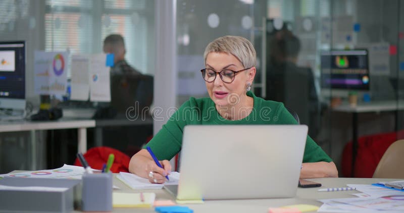 Successful Project Manager Working in Office Open Space. Stock Footage ...