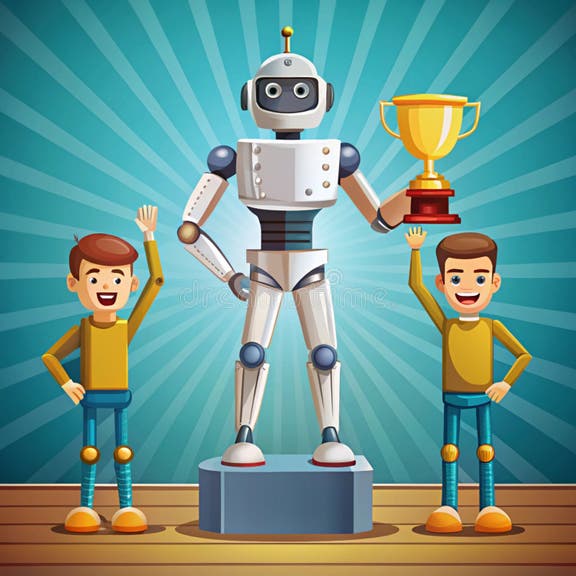 Successful Robot in a Competition Stock Illustration - Illustration of ...