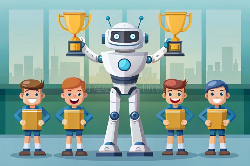 Successful Robot in a Competition Stock Illustration - Illustration of ...