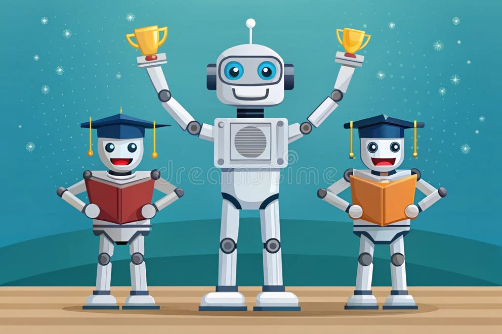 Successful Robot in a Competition Stock Illustration - Illustration of ...