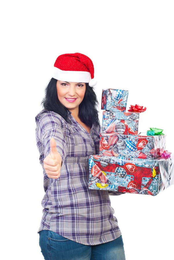 Successful Santa Helper Giving Thumbs Stock Image - Image of excited ...