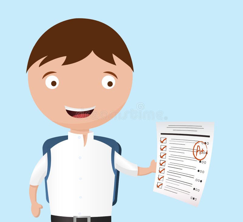 Successful School Boy Gets an a+ on His Exam Stock Vector ...