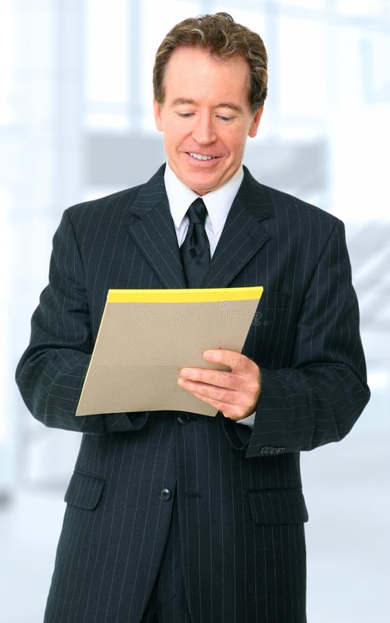 Successful Senior Businessman Writing on Notepad Stock Photo - Image of ...